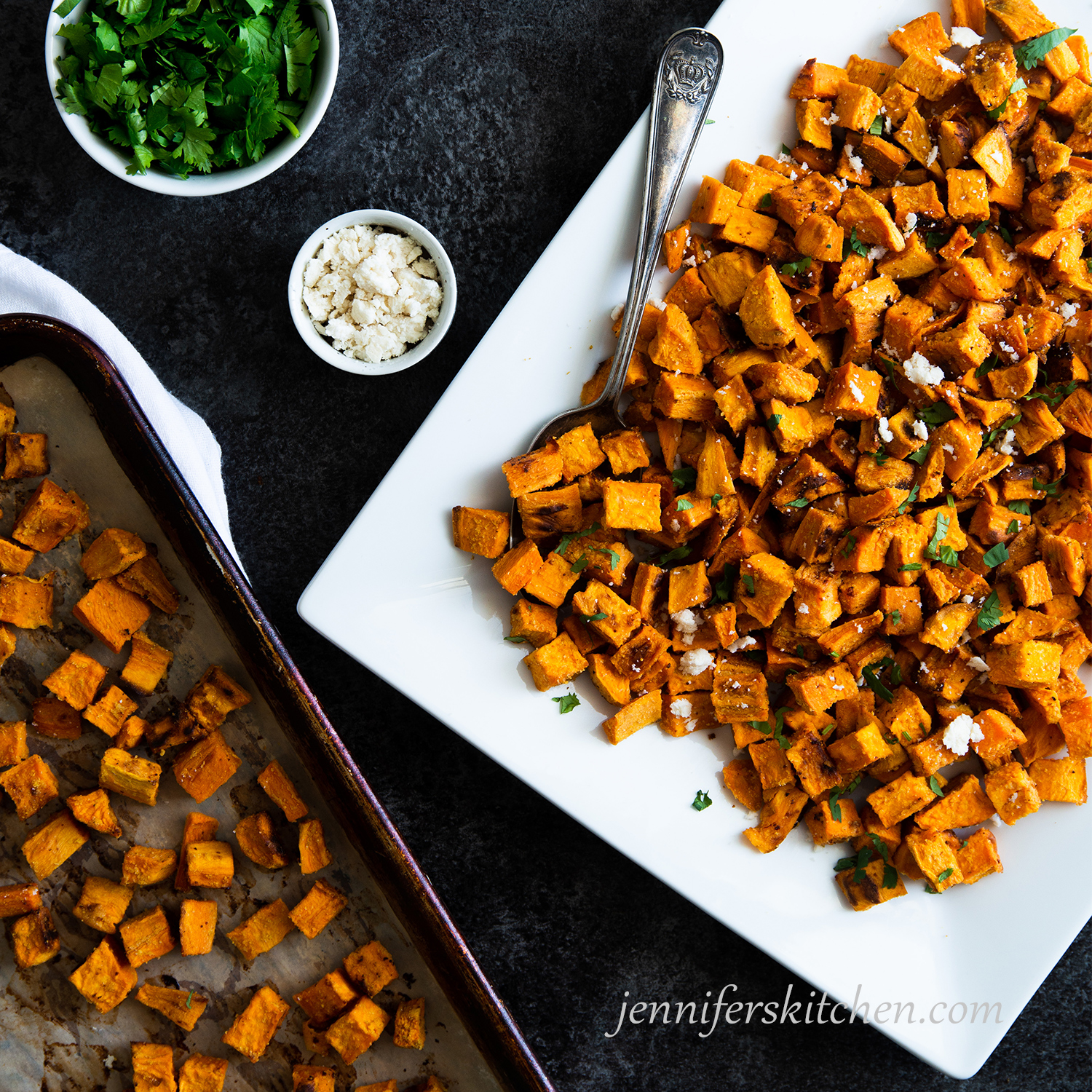 Oil-Free Roasted Sweet Potatoes - JennifersKitchen